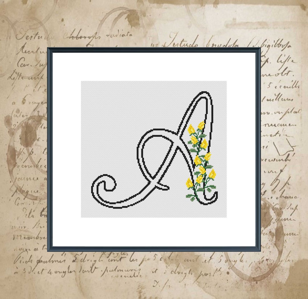 Letter "a" Cross Stitch Pattern / PDF Chart Instant Download / Floral ...
