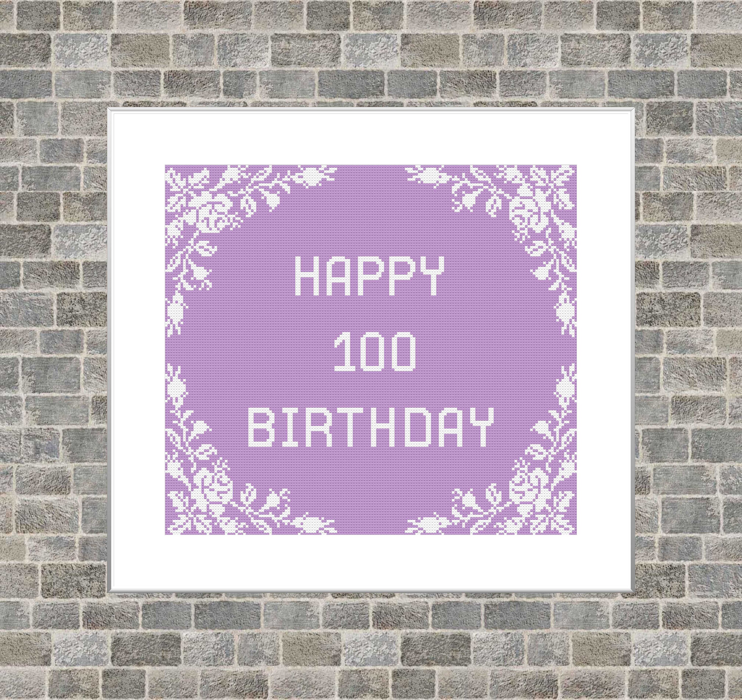 100th Birthday Modern Cross Stitch Pattern / PDF Chart Instant - Etsy