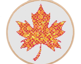 Autumn Maple Leaf Cross Stitch Pattern, Digital Download PDF - Etsy