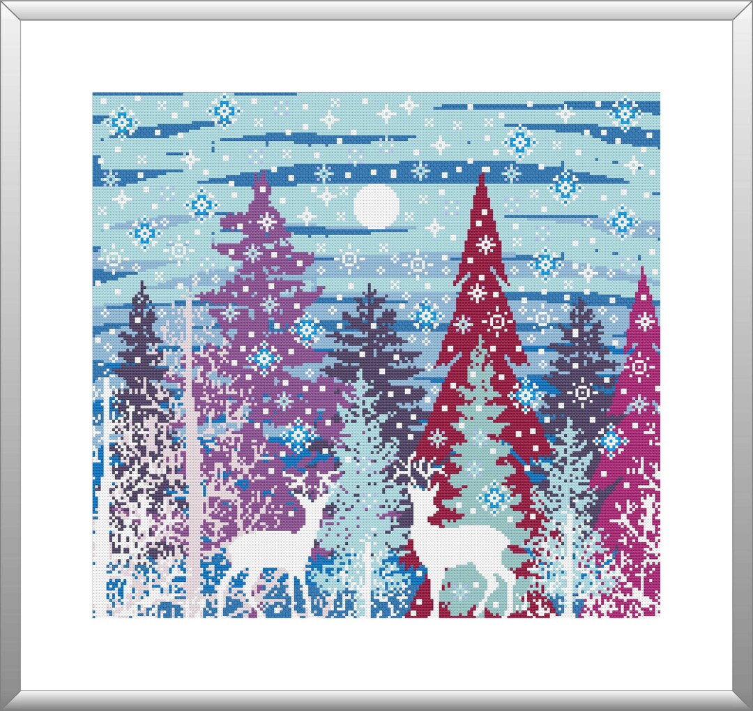 Winter Scene Cross Stitch Pattern / Cross Stitch / PDF Chart Instant ...