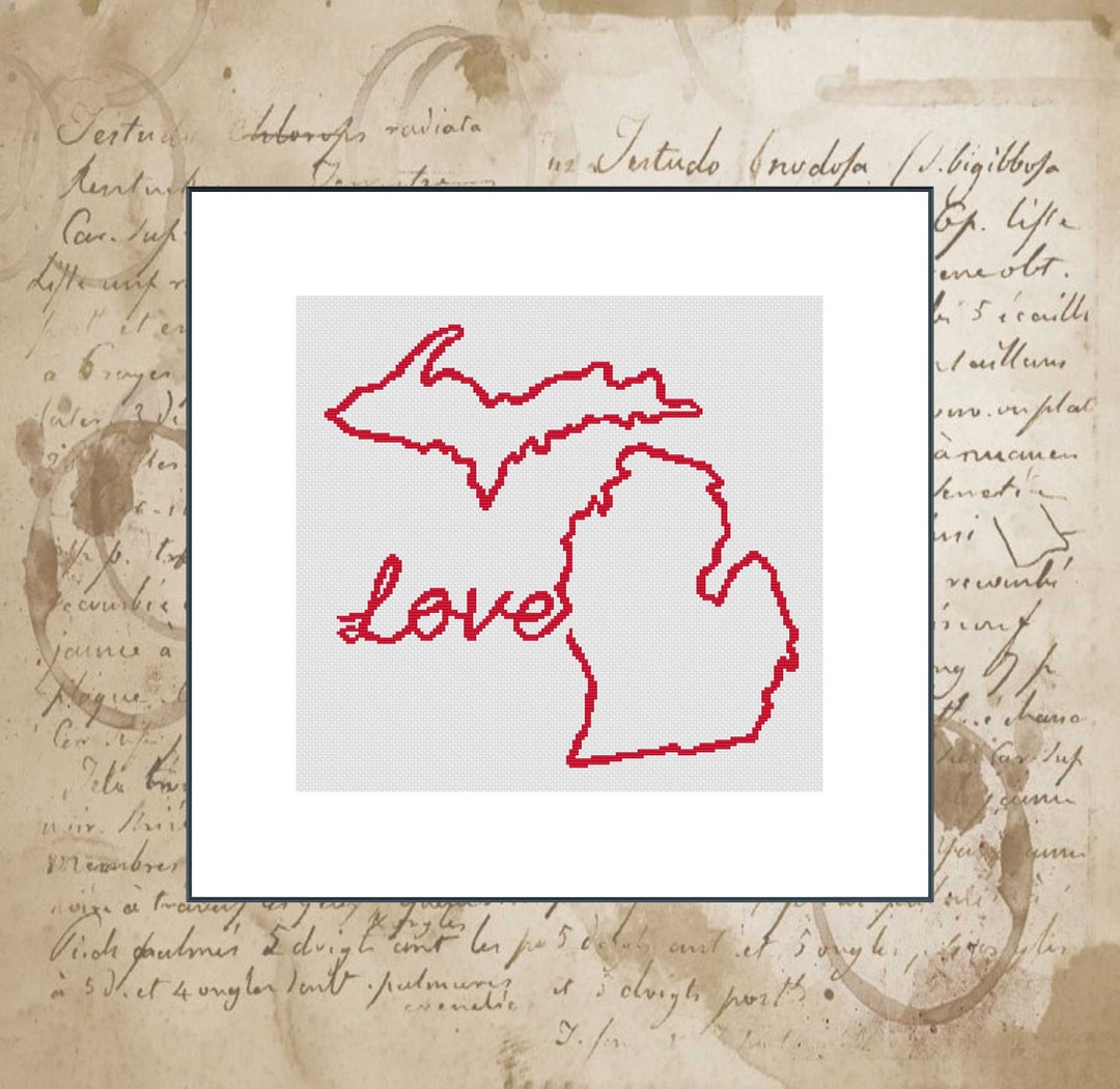 Michigan US State Outline Map / Modern Cross Stitch Pattern ...