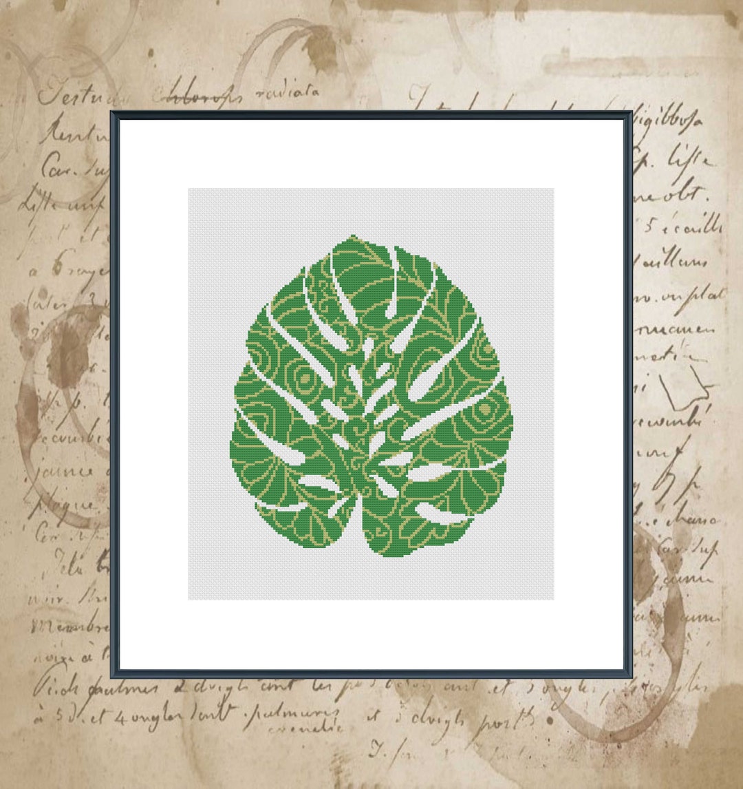 Monstera Leaf Cross Stitch Pattern / PDF Chart Instant Download ...