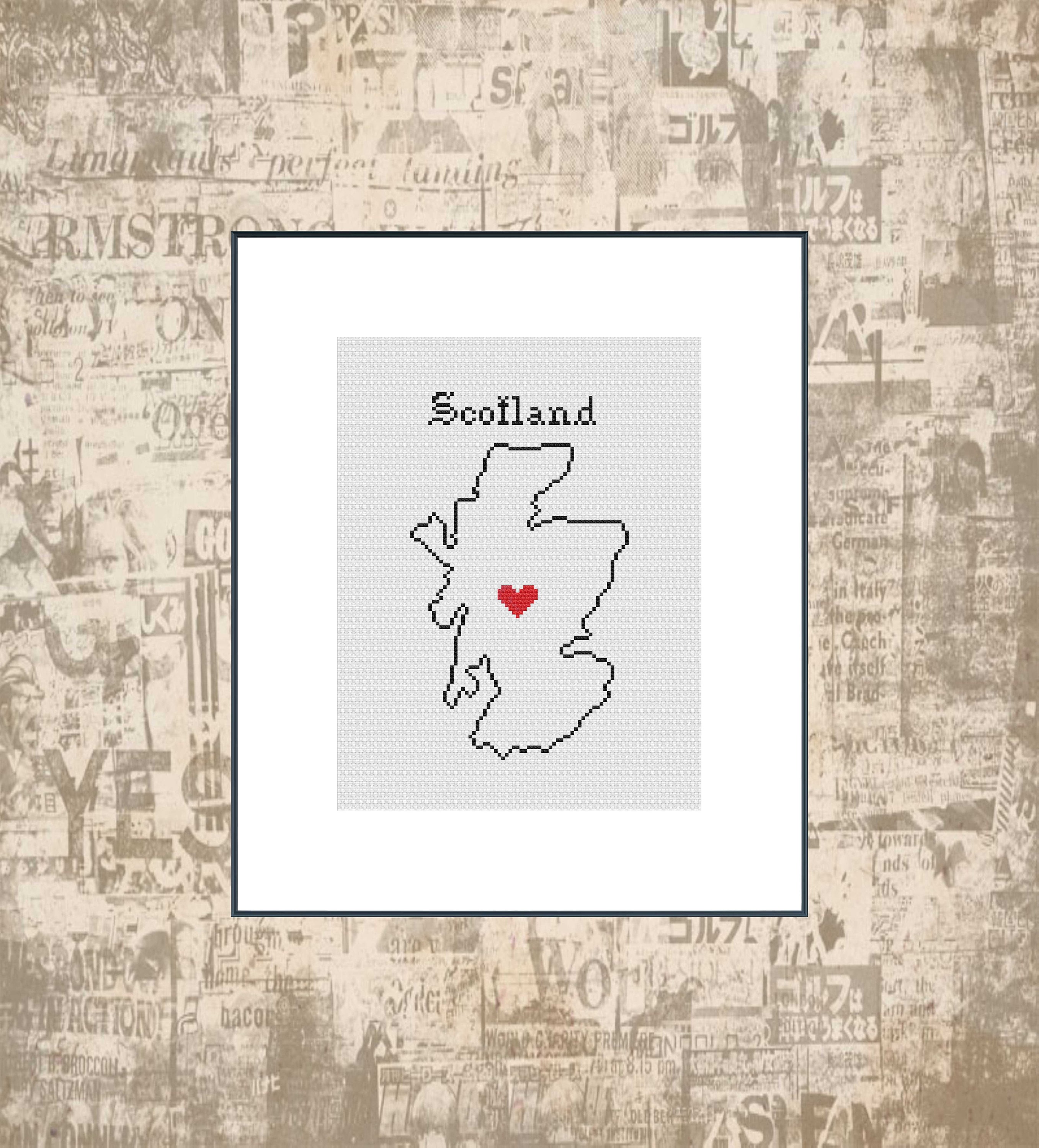 Scotland Map Outline Cross Stitch Pattern / Minimalism / - Etsy
