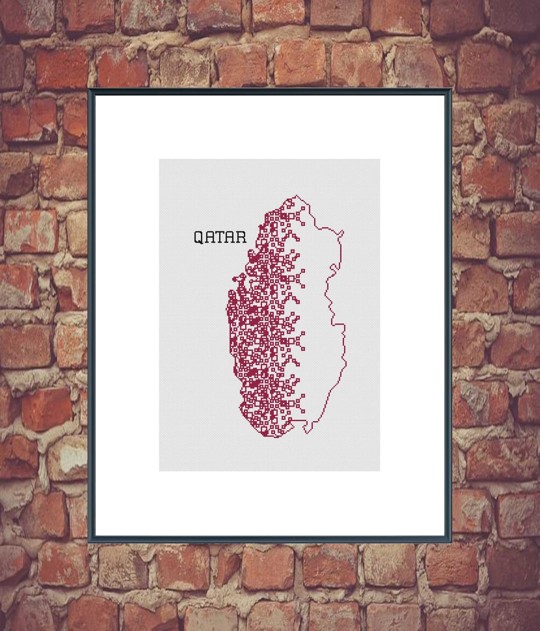 PDF Map of Qatar Cross Stitch Pattern / Modern Cross Stitch Pattern ...