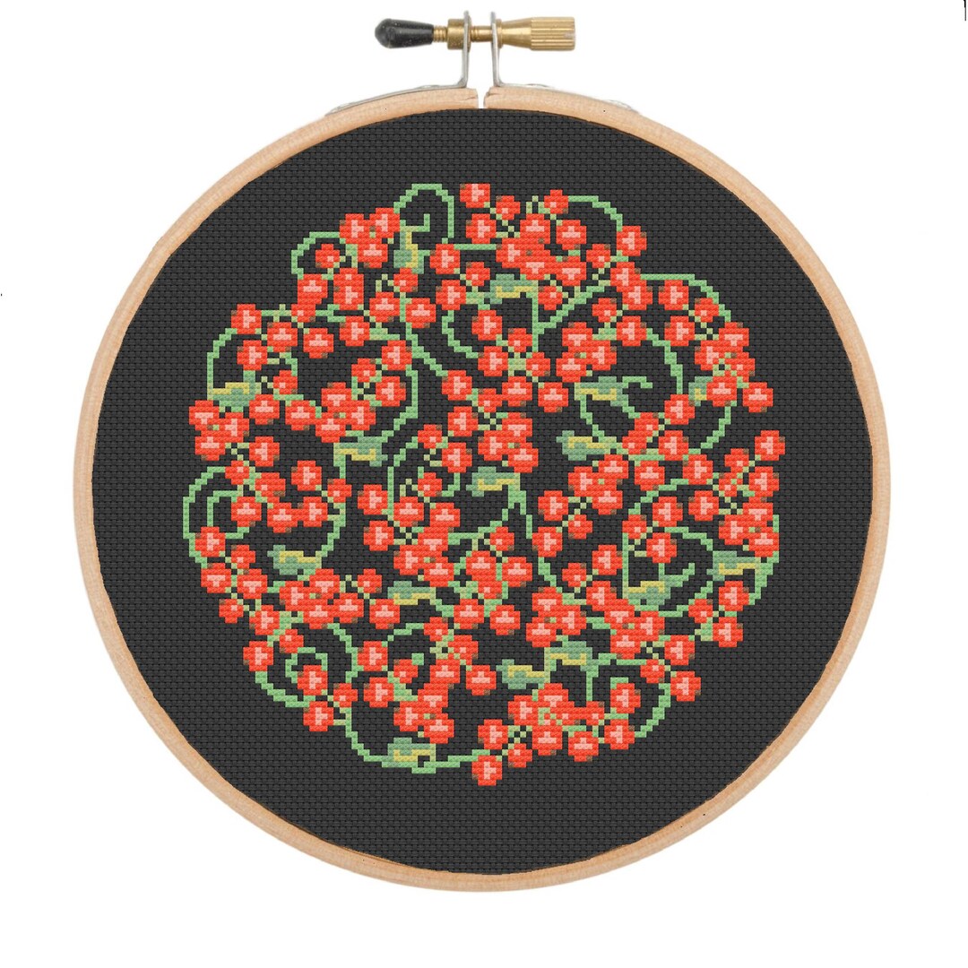 Berries Cross Stitch Pattern / PDF Chart Instant Download / DIY Wall ...