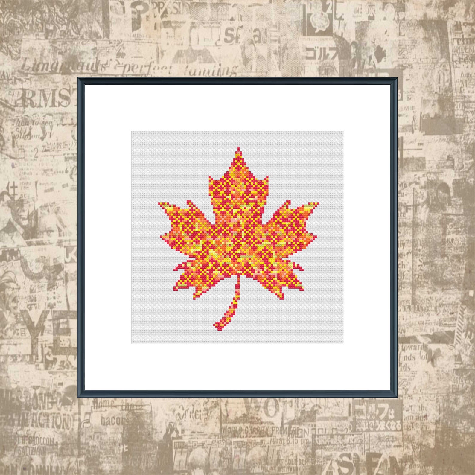 Maple Leaf Cross Stitch Pattern / PDF Chart Instant Download / Maple Leaf / Maple Tree / Autumn ...