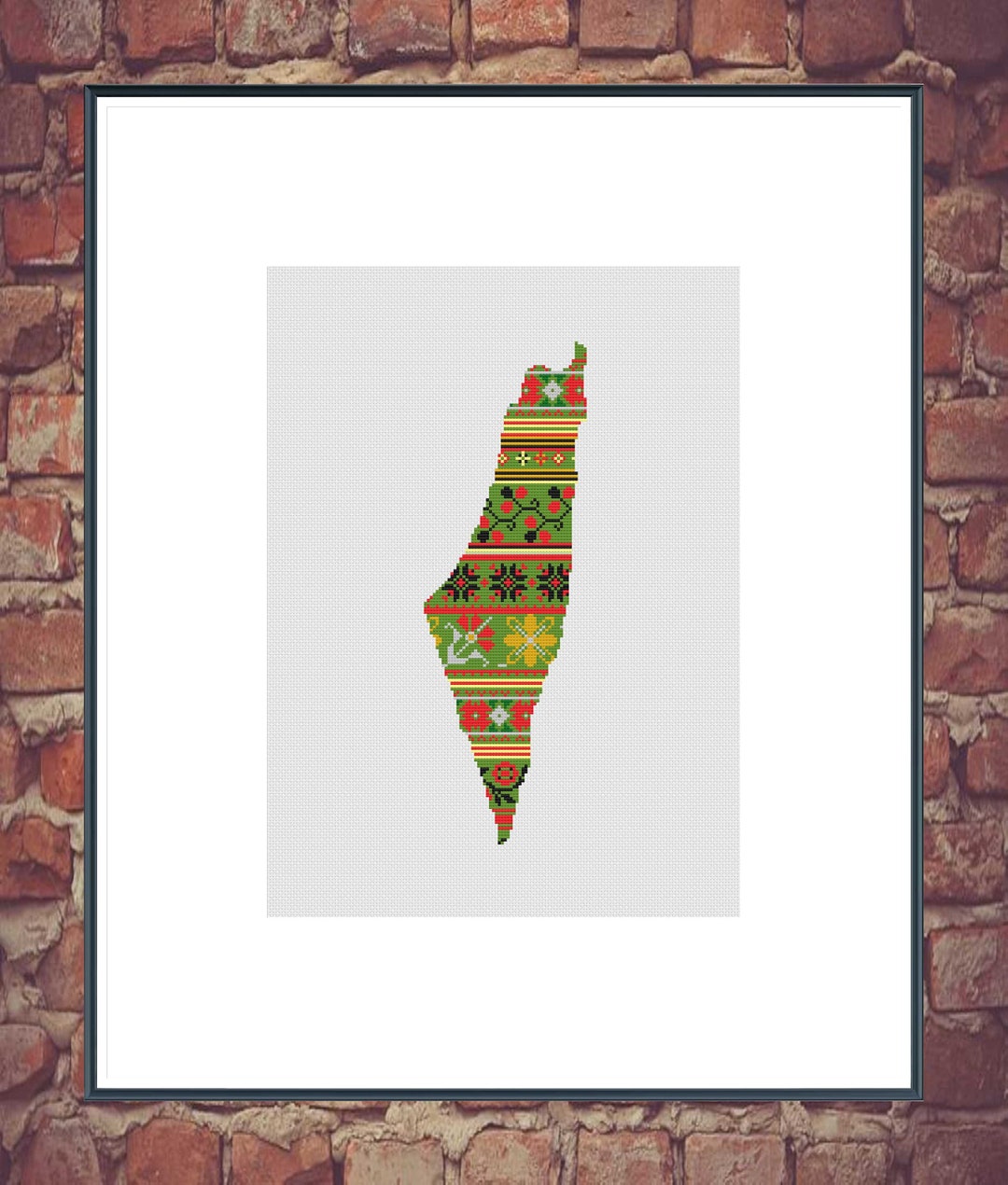 Floral Palestine Map Cross Stitch Pattern (PDF) - Etsy