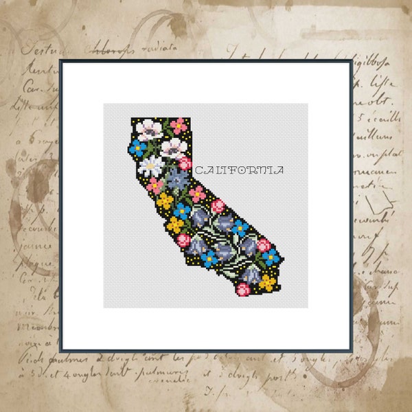 Cross Stitch Map of California - Etsy