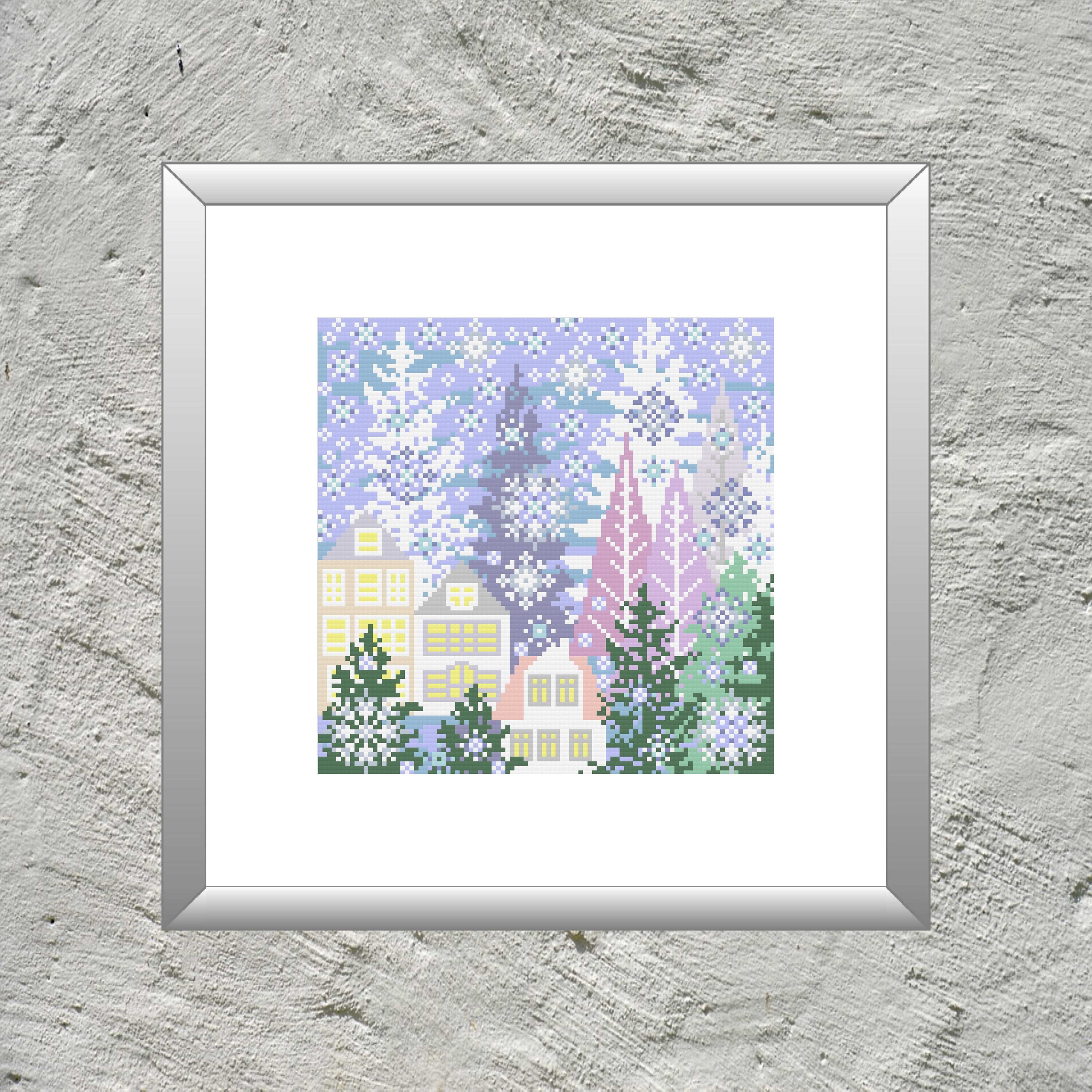 Winter Town Cross Stitch Pattern / Cross Stitch / PDF Chart Instant ...