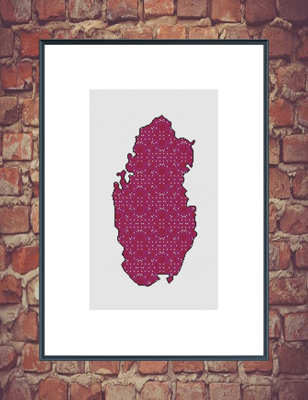 PDF Map of Qatar Cross Stitch Pattern / Modern Cross Stitch Pattern ...