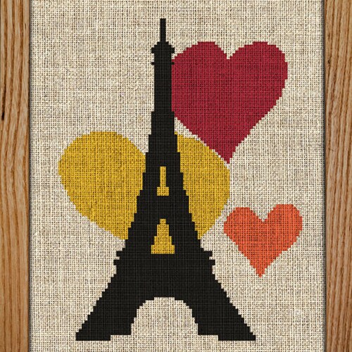 Eiffel Tower Cross Stitch Pattern PDF Download Sakura Flowers - Etsy
