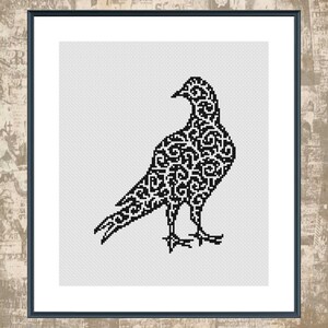Lace Bird Silhouette Cross Stitch Pattern / Modern Cross Stitch Pattern ...