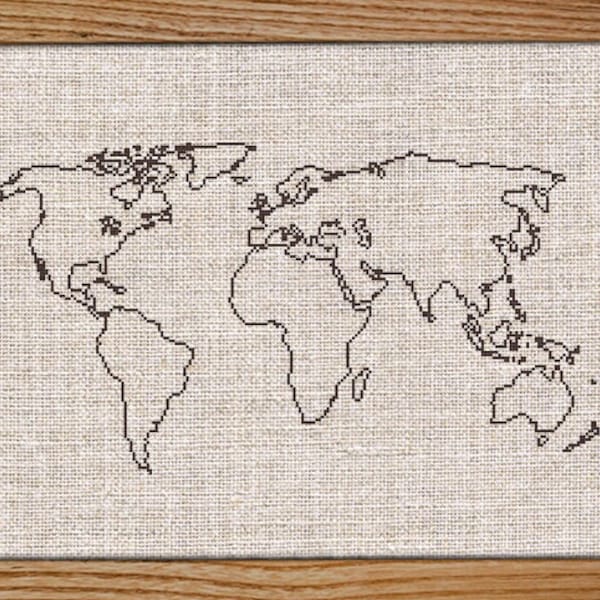 World Map Cross Stitch Pattern - Etsy
