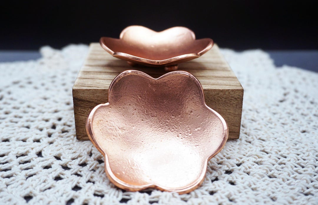 Flower Shaped Copper Metal Clay Trinket Bowls - Metal Clay Ring Dishes ...