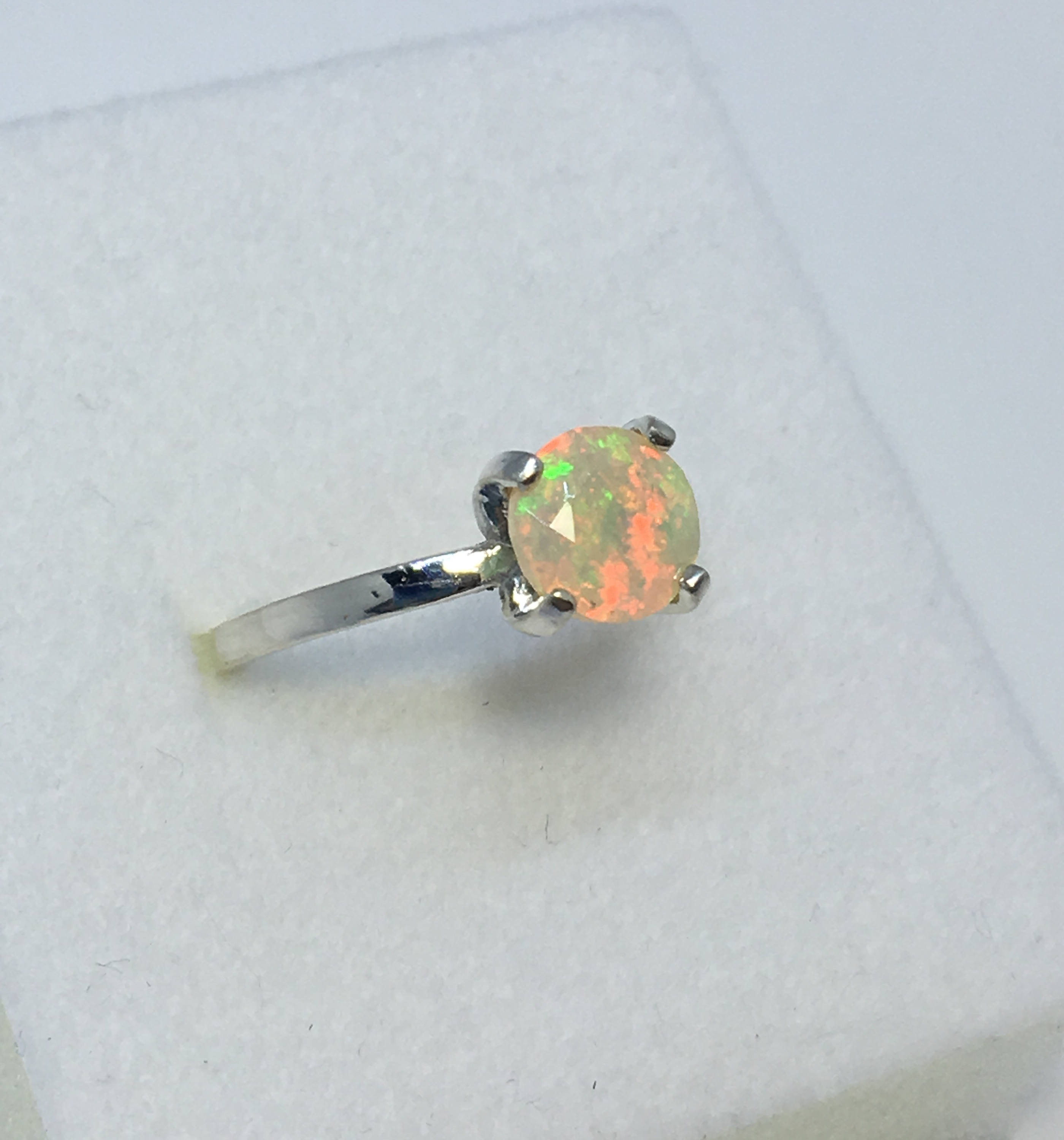 Ethiopian Opal Ring .90 Carats 7mm Round Sterling Silver | Etsy