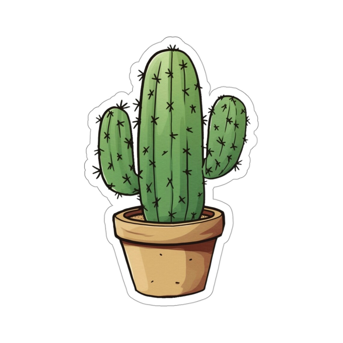 Cactus Vinyl Sticker, Water Bottle Decal, Laptop Sticker, Desert Plant ...