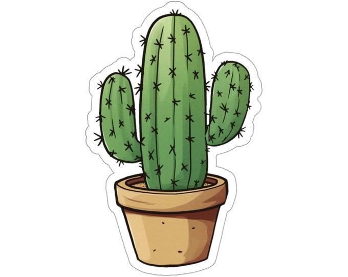 Cactus Vinyl Sticker, Water Bottle Decal, Laptop Sticker, Desert Plant ...