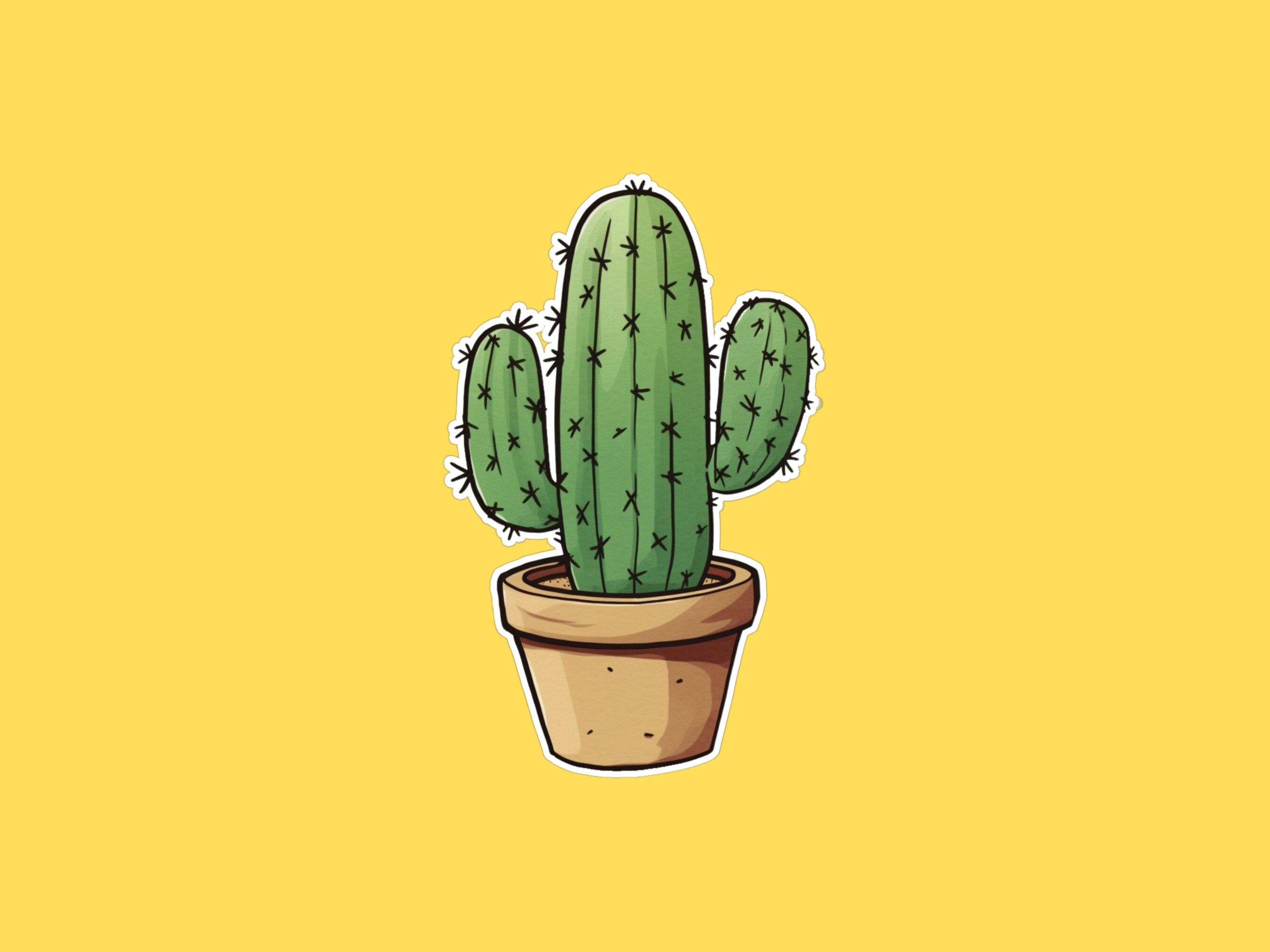 Cactus Vinyl Sticker, Water Bottle Decal, Laptop Sticker, Desert Plant ...