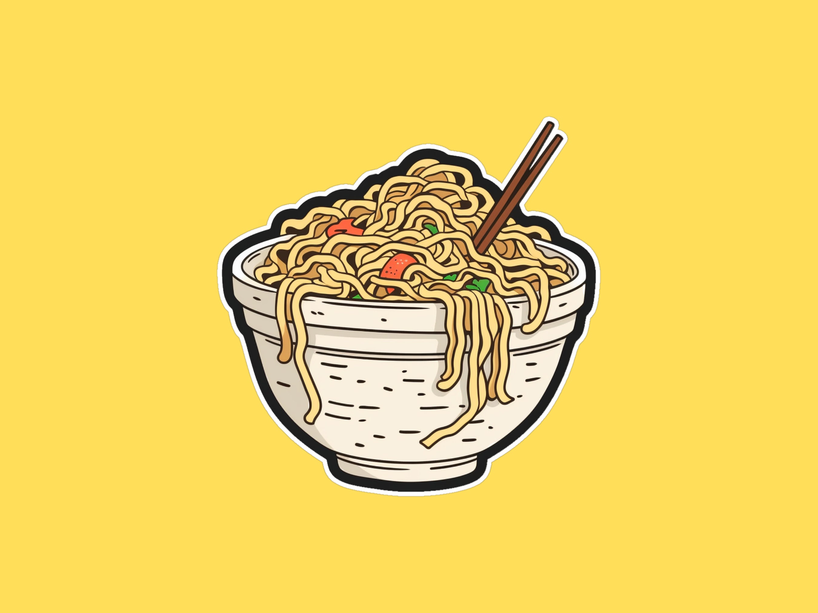 Noodle Bowl Sticker, Water Bottle Decal, Laptop Sticker, Asian Cuisine ...