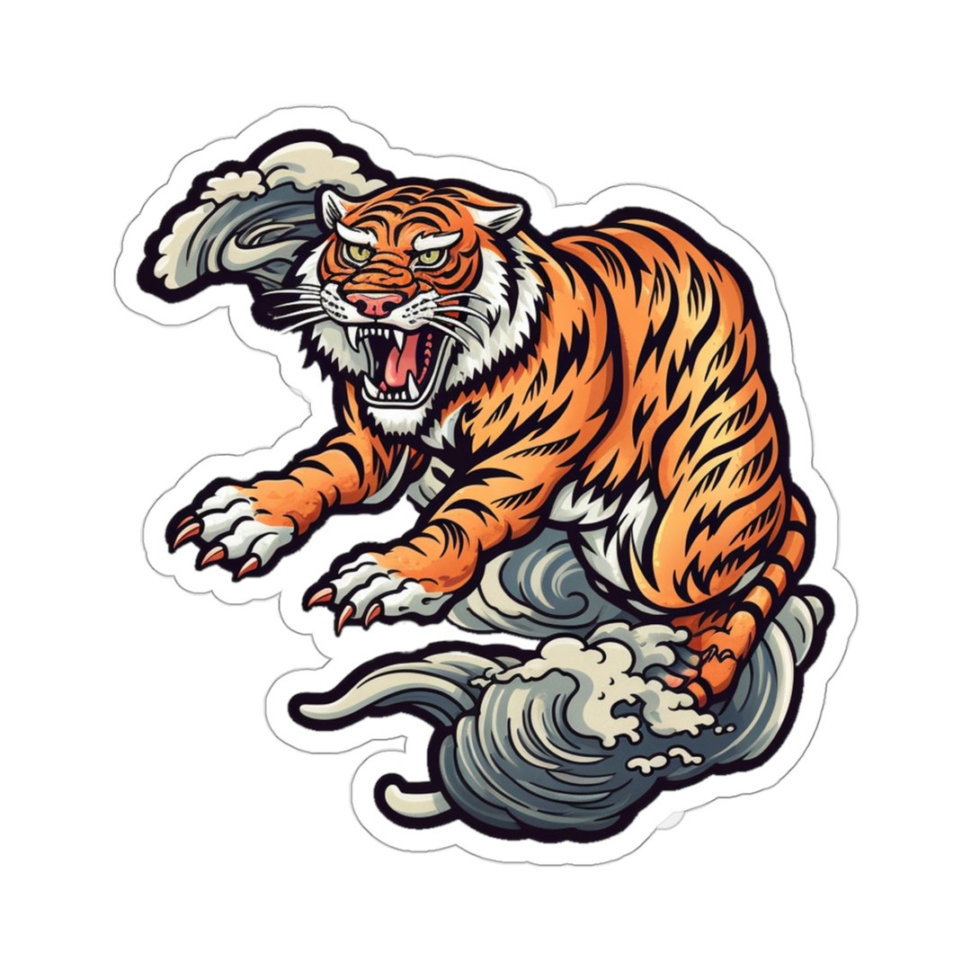 Tiger Vinyl Sticker, Water Bottle Decal, Laptop Sticker, Wildlife Art ...