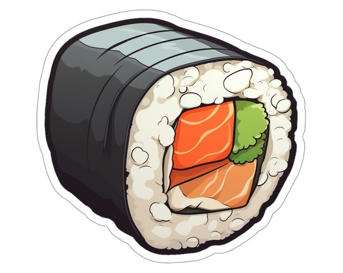 Sushi Roll Sticker, Water Bottle Decal, Laptop Sticker, Japanese ...