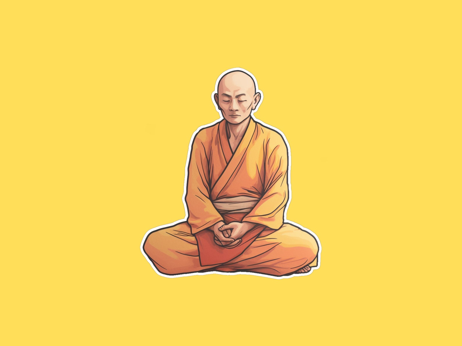 Shaolin Monk Vinyl Sticker, Water Bottle Decal, Laptop Sticker, Martial ...