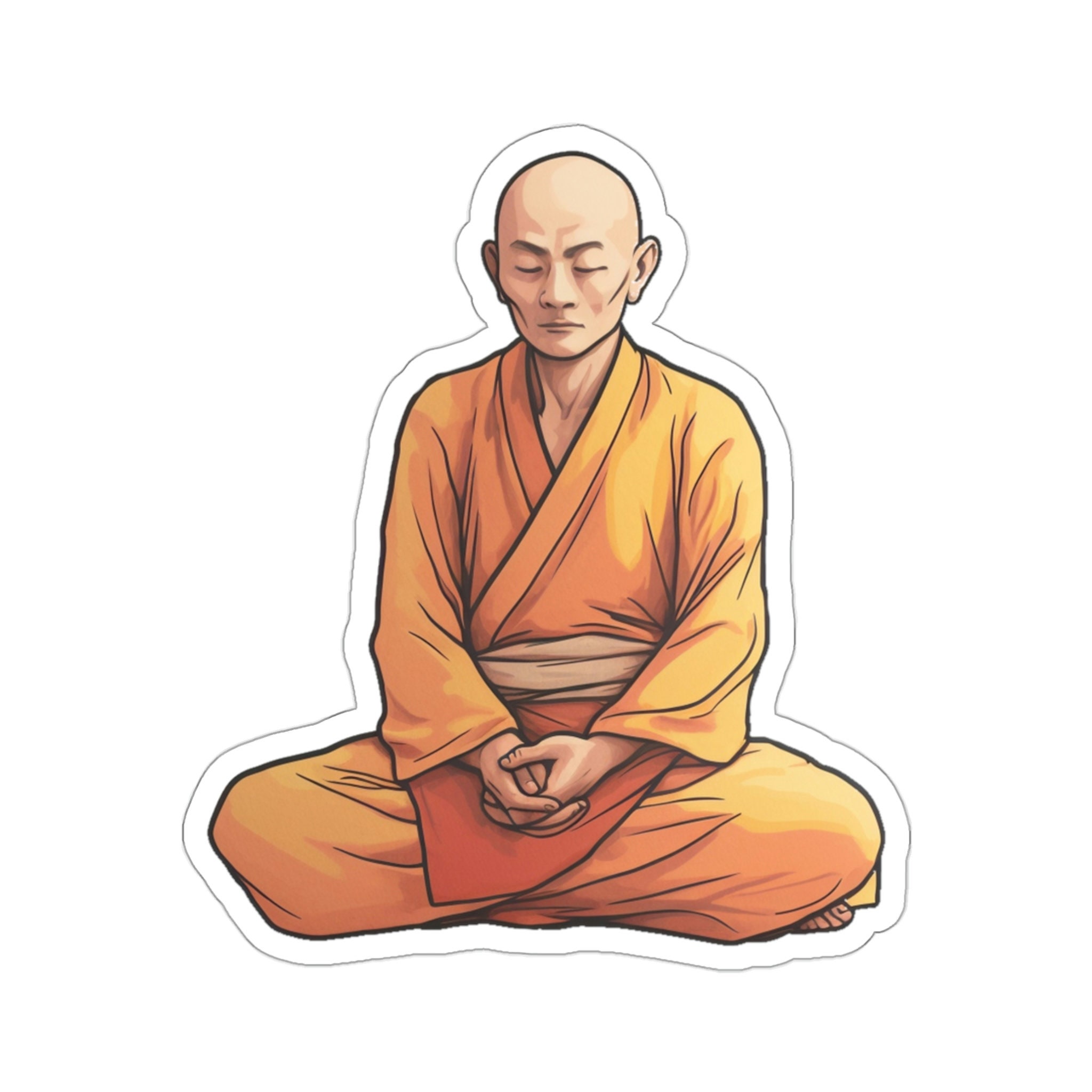 Shaolin Monk Vinyl Sticker, Water Bottle Decal, Laptop Sticker, Martial ...