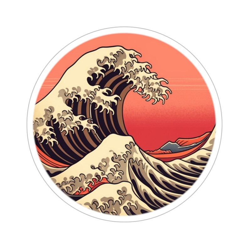 Japanese Great Wave Vinyl Sticker, Water Bottle Decal, Laptop Sticker ...