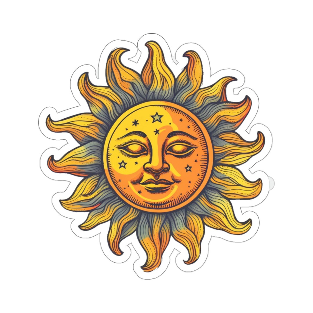 Boho Sun Vinyl Sticker, Water Bottle Decal, Laptop Sticker, Bohemian ...