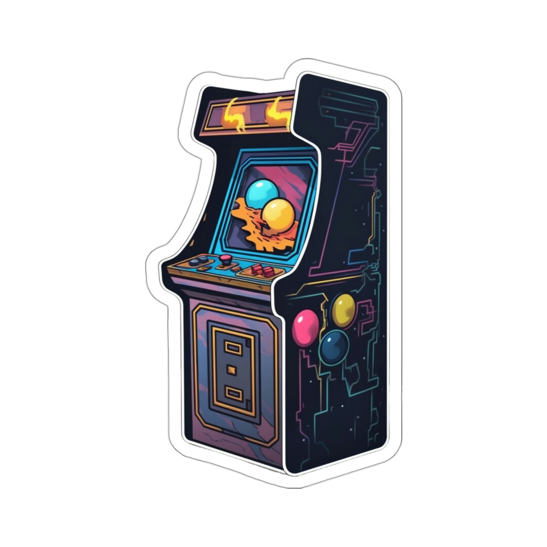 Arcade Machine Vinyl Sticker, Water Bottle Decal, Laptop Sticker, Gamer ...