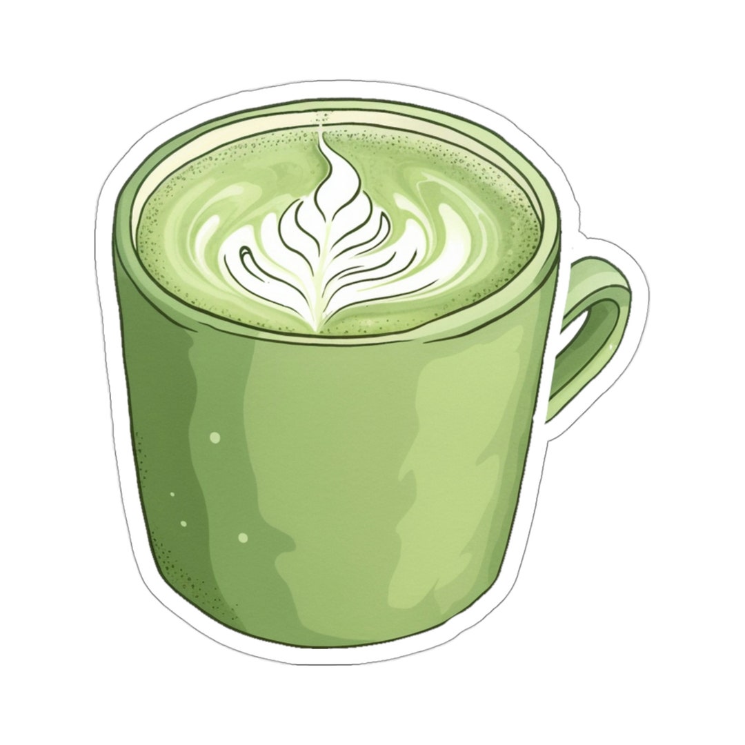Matcha Latte Sticker, Water Bottle Decal, Laptop Sticker, Beverage Art ...