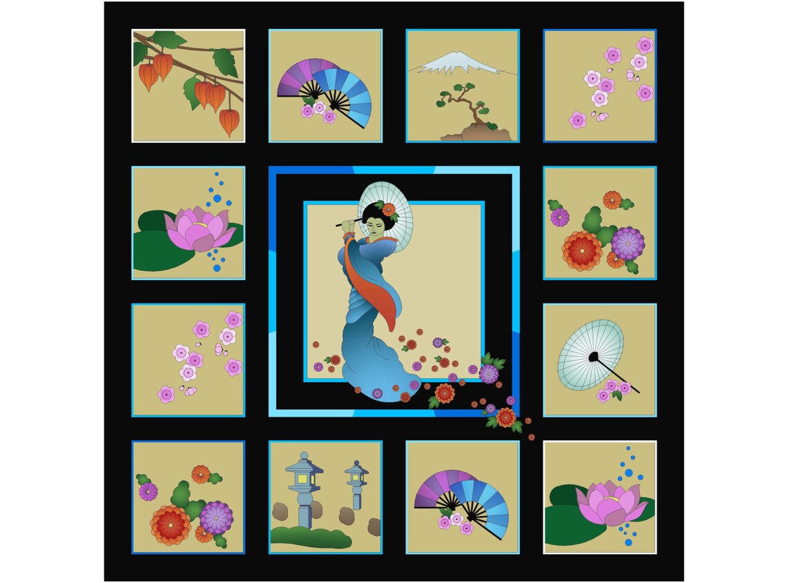 Rosie Co Oriental Geisha Quilt Pattern - Etsy