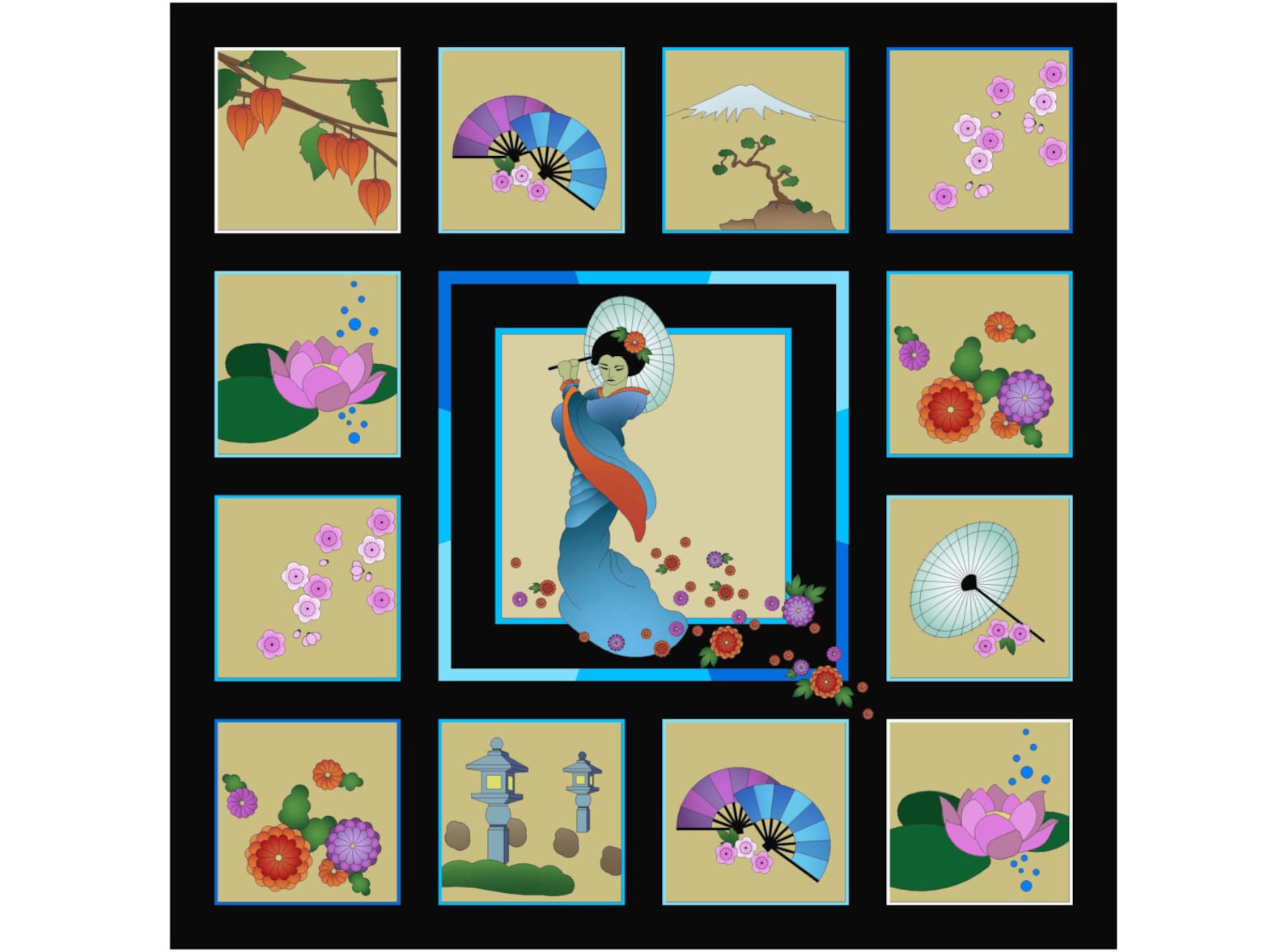 Rosie Co Oriental Geisha Quilt Pattern - Etsy