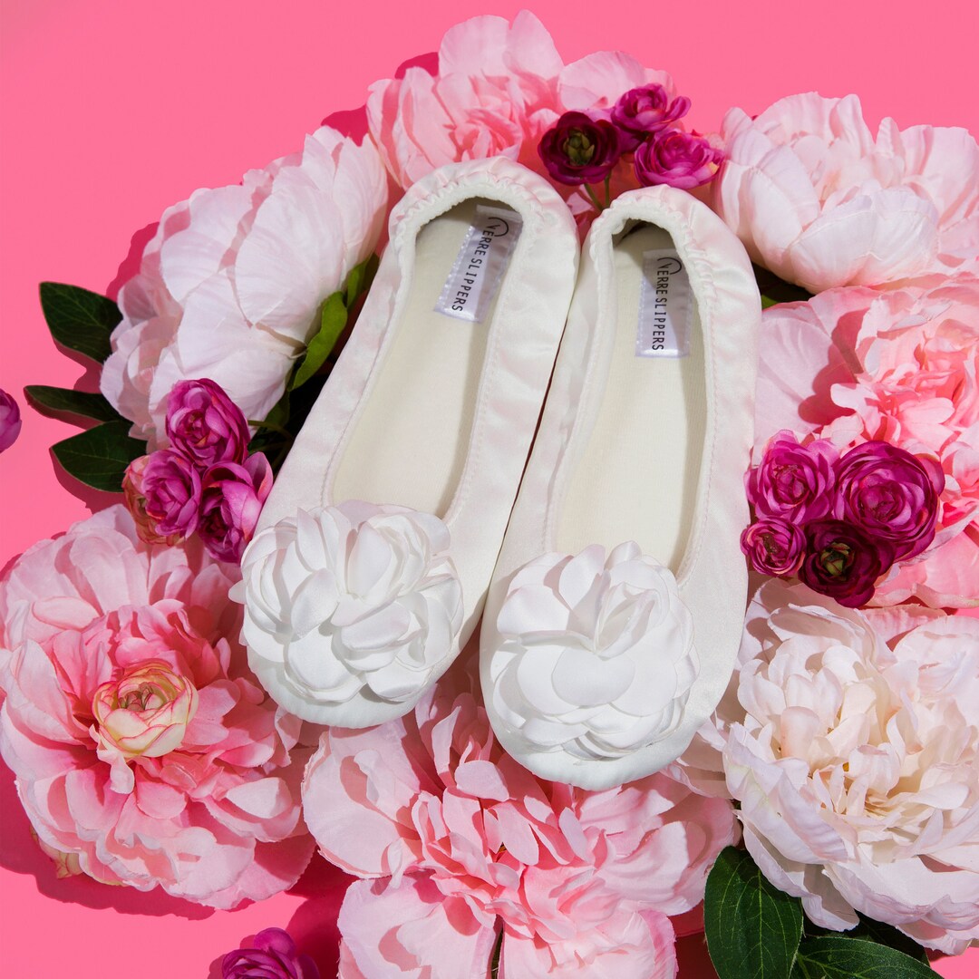Bride Slippers | Bridal Slippers | Satin Flower Bride Slipper | Gift ...