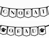 Items similar to CONGRATS GRAD (Deco Black and White) Printable Party ...