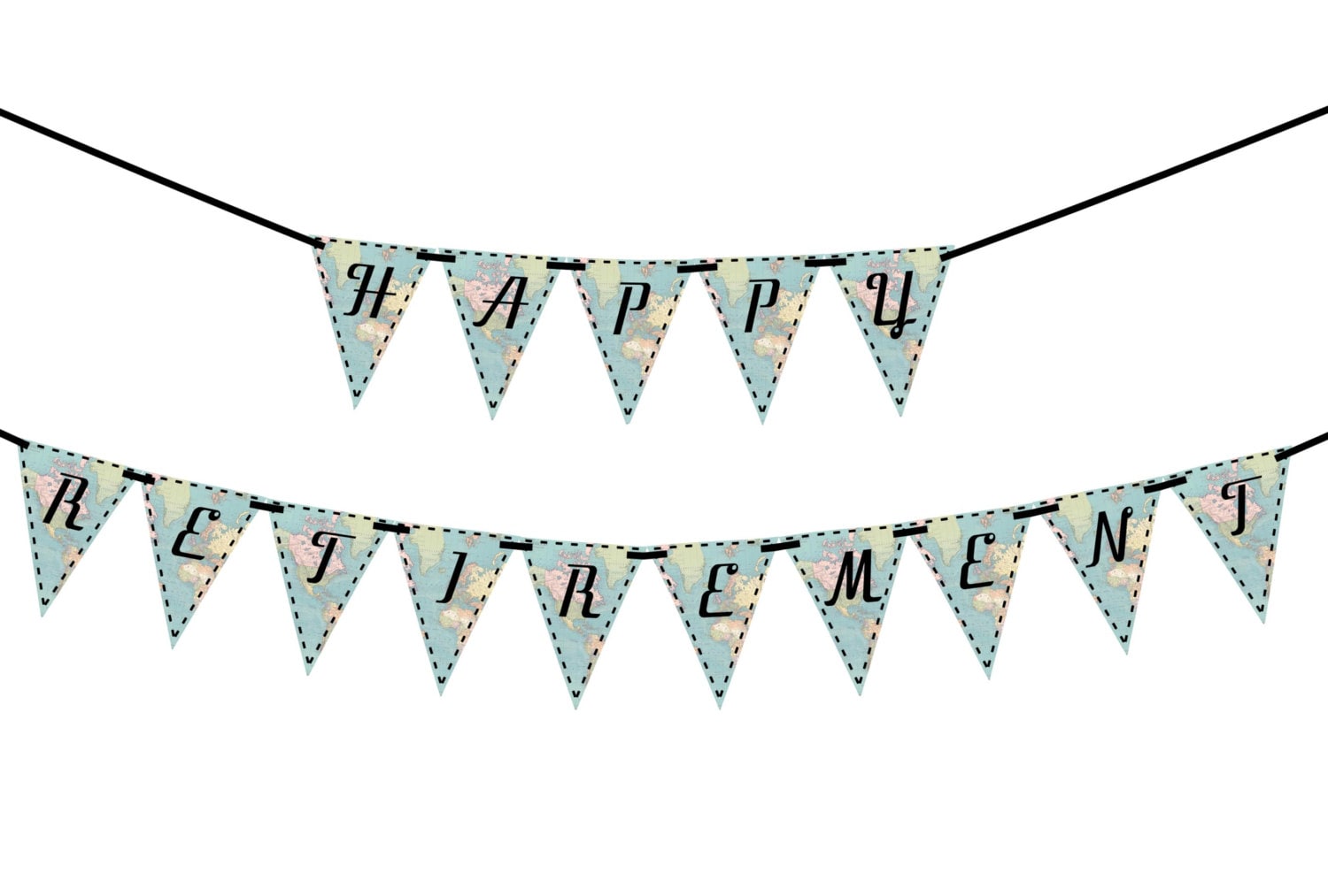 HAPPY RETIREMENT (vintage Map With Retro Font) Printable Party Banner ...