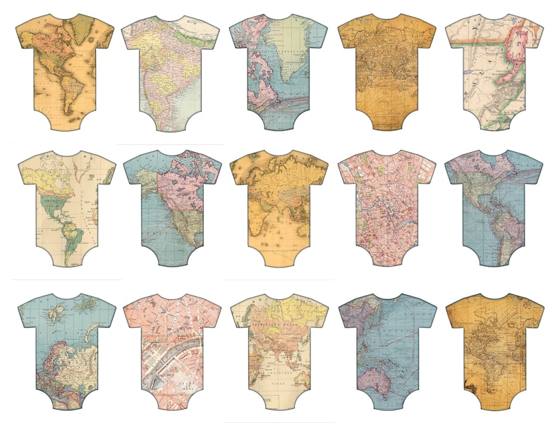 VINTAGE MAP ONESIE Banner - Great Baby Shower Decoraton, or Decorate ...