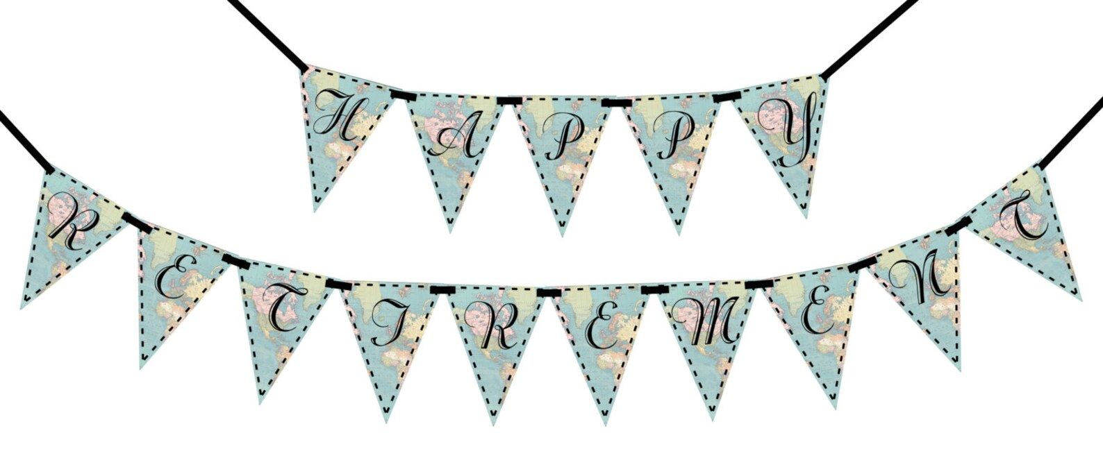 HAPPY RETIREMENT vintage Map Printable Party Banner and Decoration - Etsy