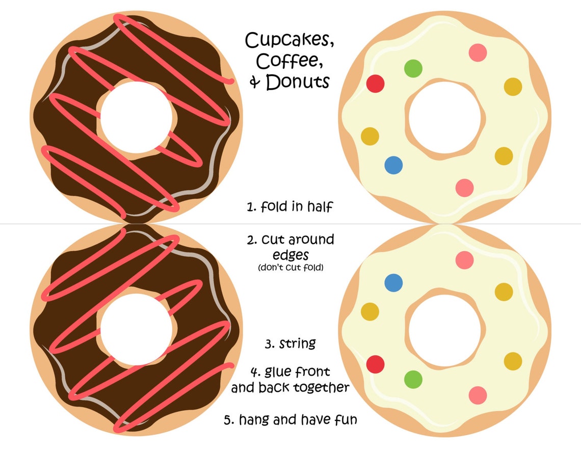 CUPCAKES COFFEE and DONUTS Printable Party-decoration Garland - Etsy