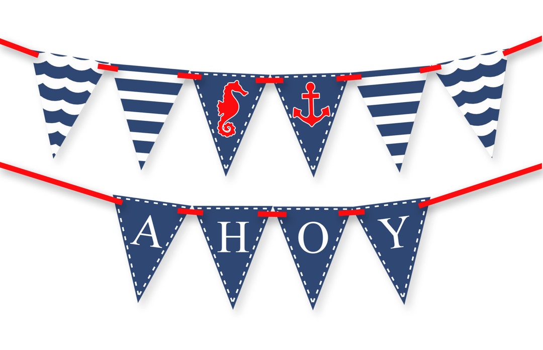 AHOY classic Nautical Printable Party Banner and Decoration Classic ...