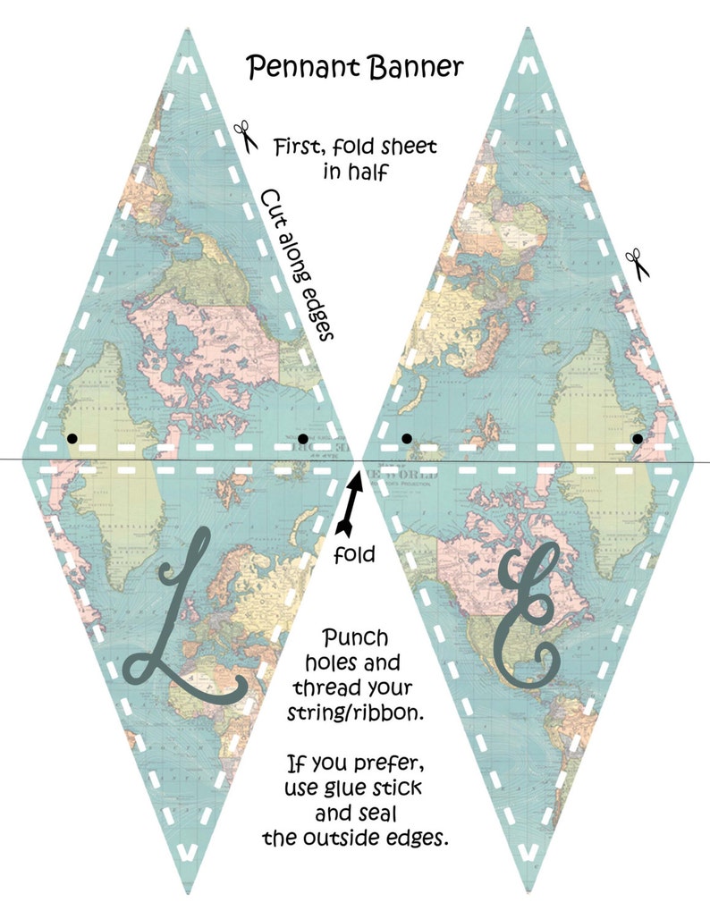 LET the ADVENTURE BEGIN vintage Map Printable Party Banner - Etsy