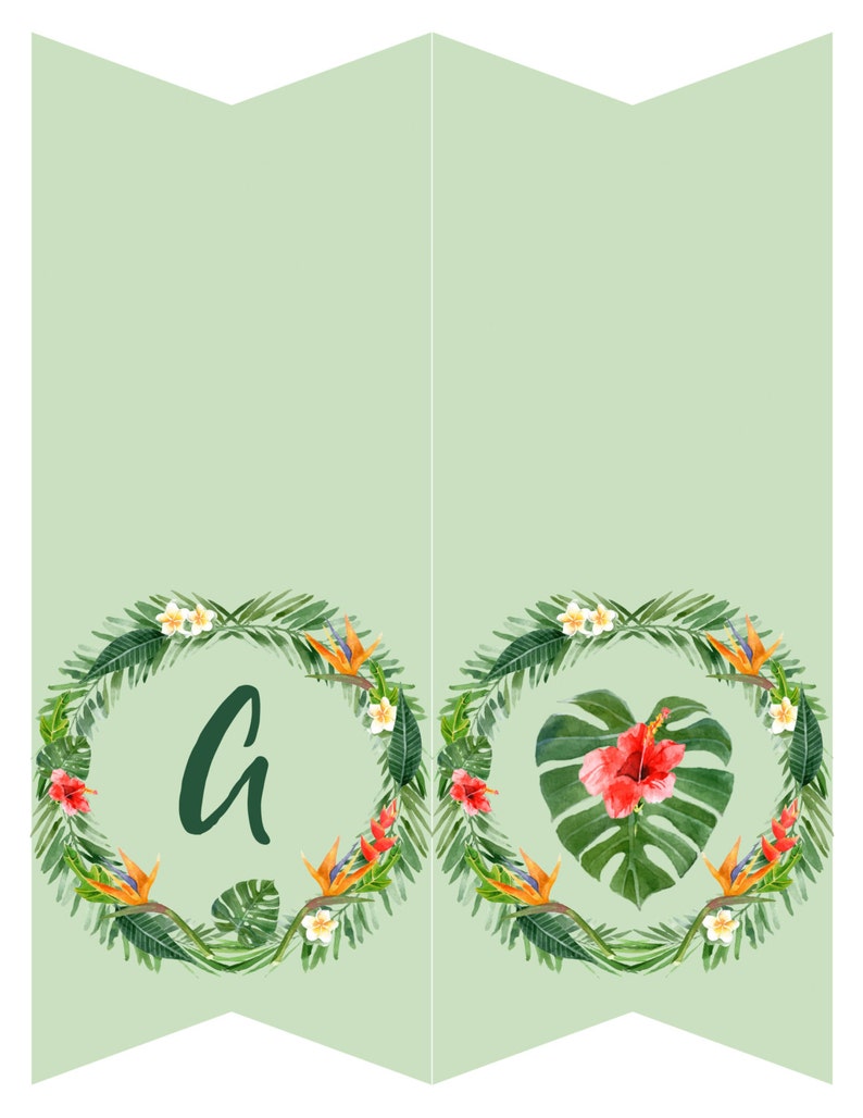 ALOHA LUAU WELCOME watercolor Wreath Instant Printable Party Banner and ...