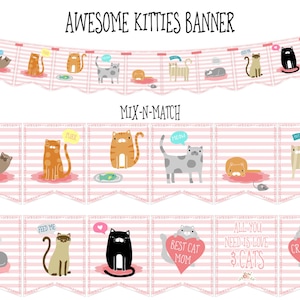 AWESOME KITTIES Printable Party Banner and Decoration - Crazy Cat Lady ...