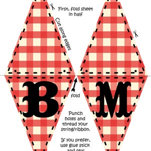 SUMMER BBQ (classic Red Gingham) Printable Party Banner and Decoration ...