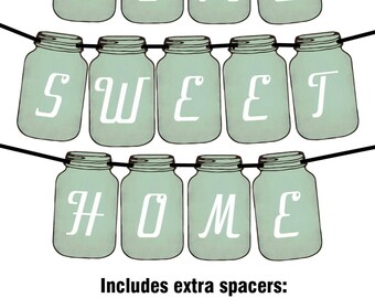 WELCOME HOME vintage Mason Jar Tag Printable Party Banner | Etsy