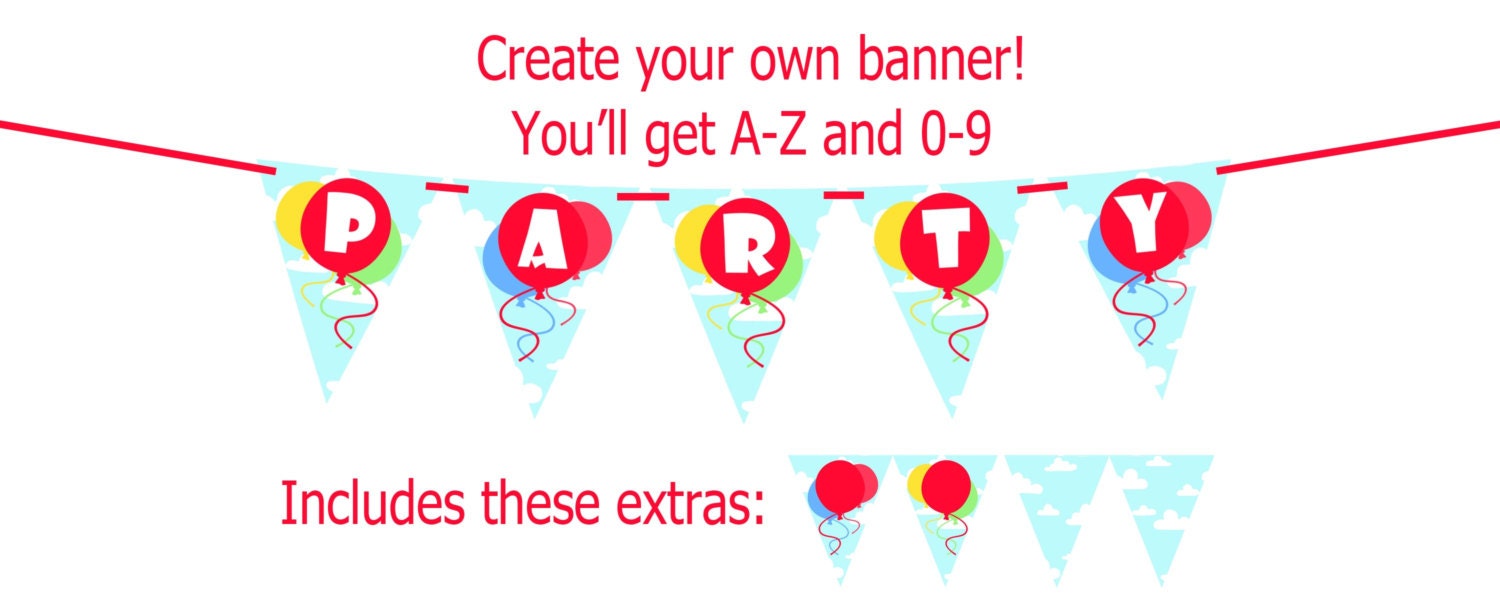 CREATE YOUR OWN - (balloons) Printable Party Banner and Decoration ...