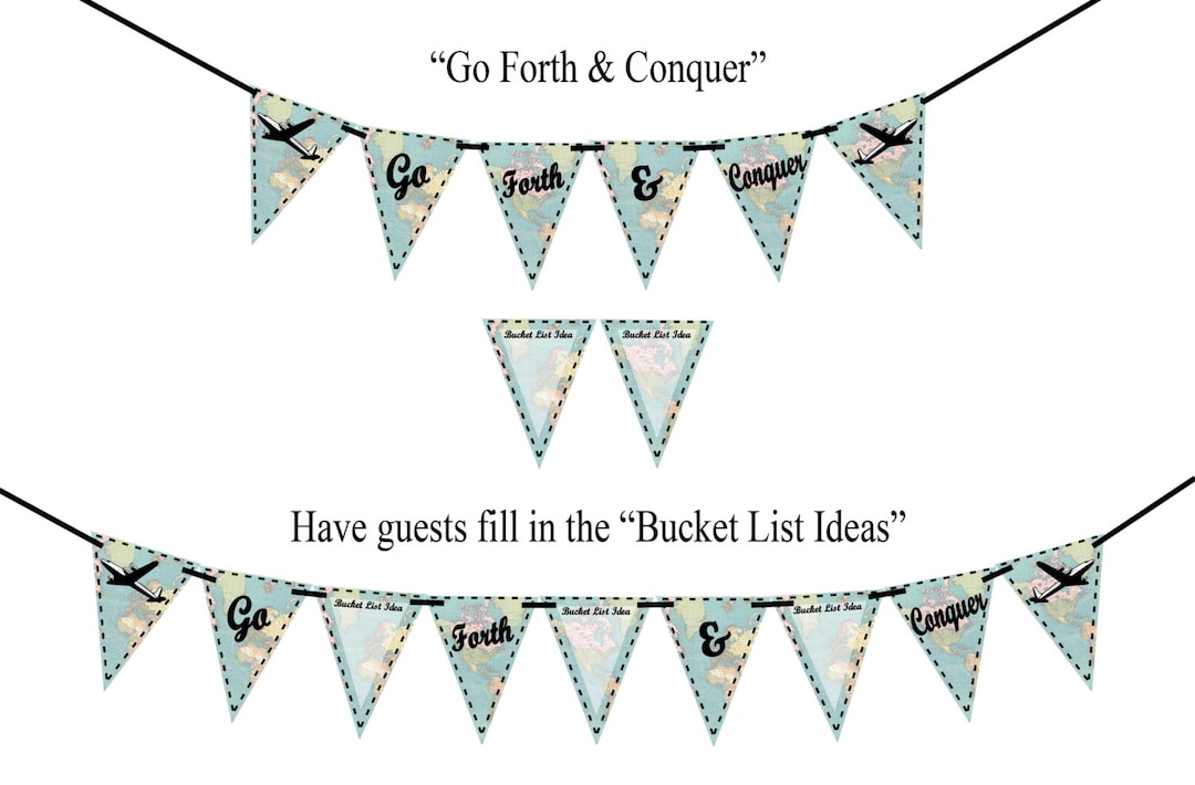 GO FORTH & CONQUER (vintage Map) Printable Party Banner and Decoration ...