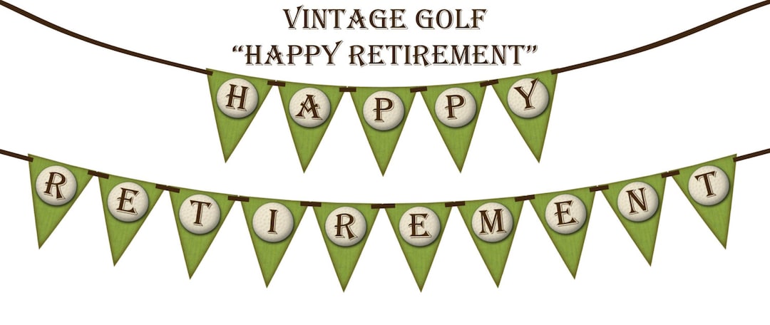 HAPPY RETIREMENT (vintage Golf - Green Wool Stripe) Printable Party ...