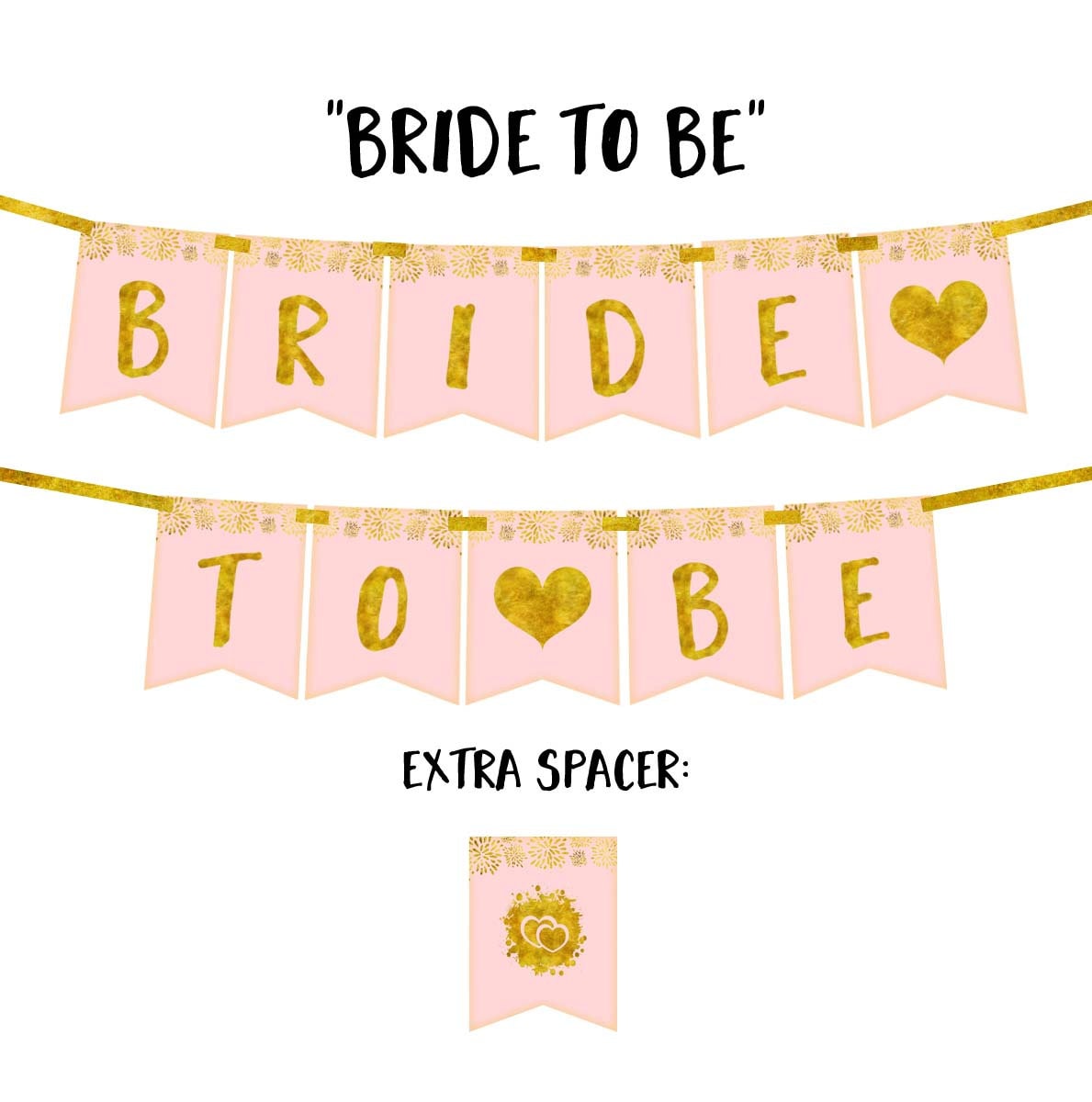BRIDE TO BE (pink and Gold) Printable Party Banner and Decoration ...
