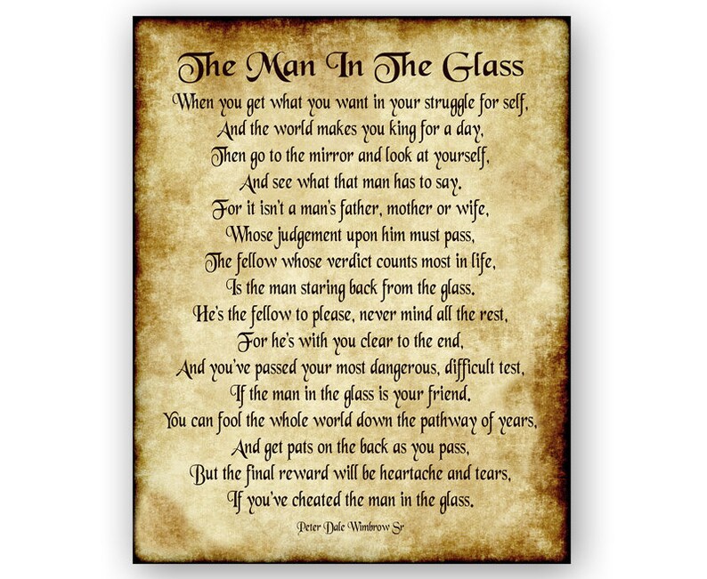 The Man in the Glass Poem by Peter Dale Wimbrow - 8x10 Instant ...